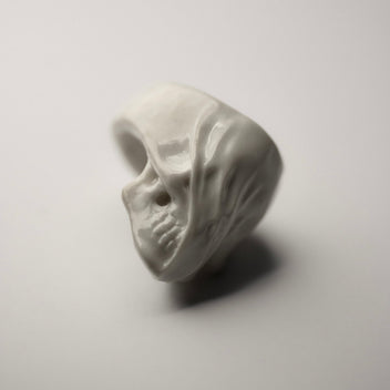 Veiled Skull Ring | Fabric Draped Gothic Ring | Marble Skull Ring ...