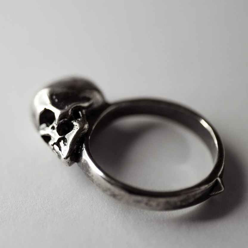 Sterling Silver Skull Ring - Side Miniature Skull Gothic Jewelry ...