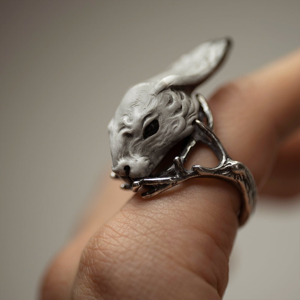 Hare ring - Animalistic Rabbit Ring - Mystical Forest Jewelry - Witchy ...